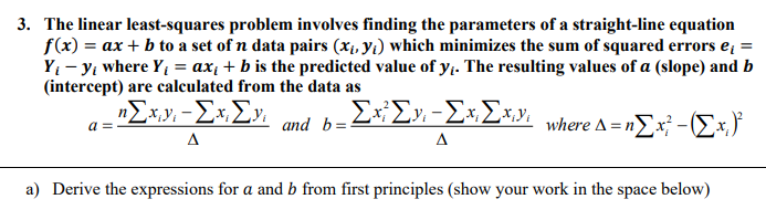 Solved 3. The linear least-squares problem involves finding | Chegg.com