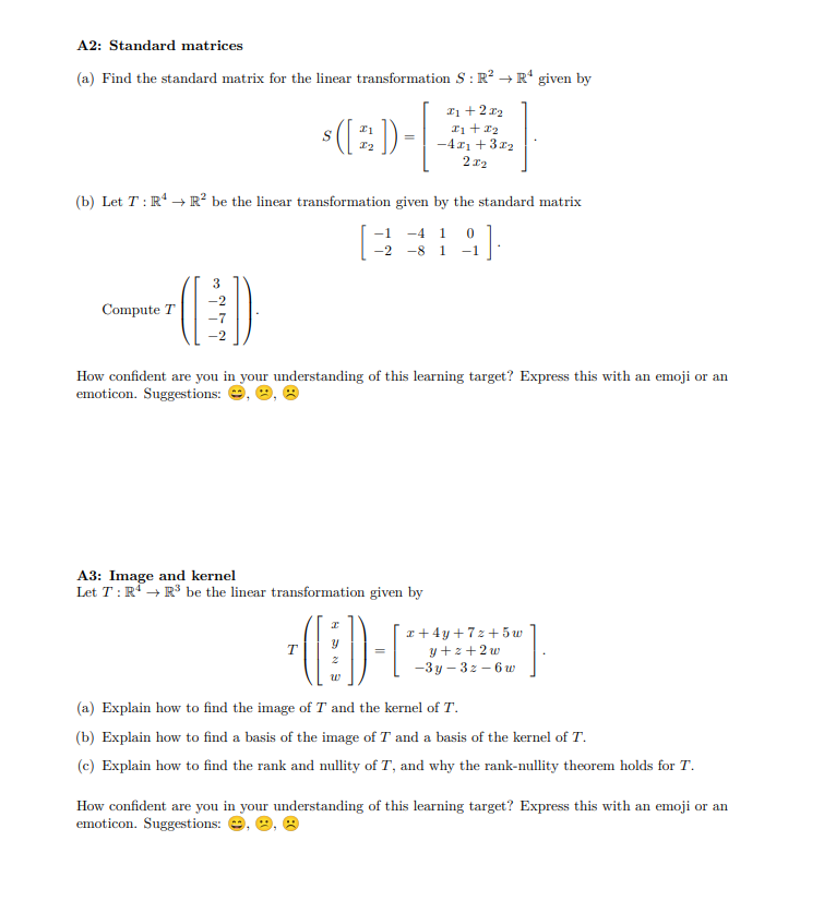 Solved (a) Find the standard matrix for the linear | Chegg.com