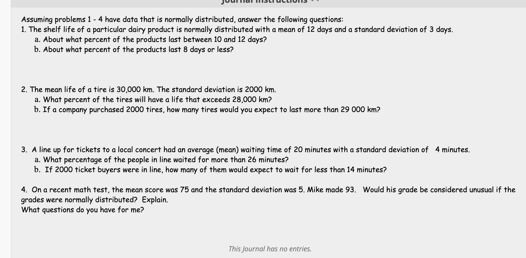 Solved Assuming problems 1 - 4 have data that is normally | Chegg.com