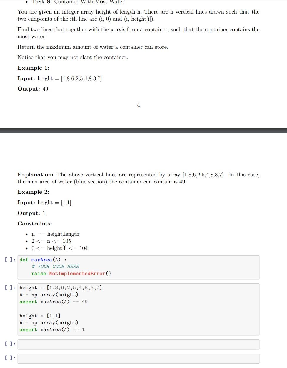 Solved You are given an integer array height of length n. | Chegg.com