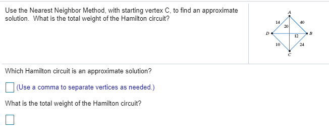 Solved Use the Nearest Neighbor Method, with starting vertex | Chegg.com