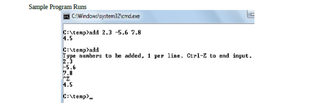Solved Sample Program Runs DE C:\Windows\system32\cmd.exe | Chegg.com