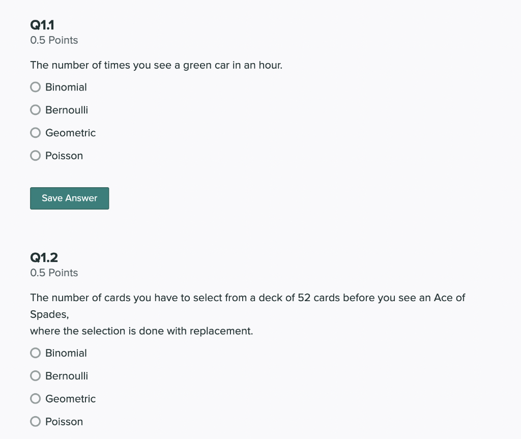Solved Q1.1 0.5 Points The number of times you see a green | Chegg.com