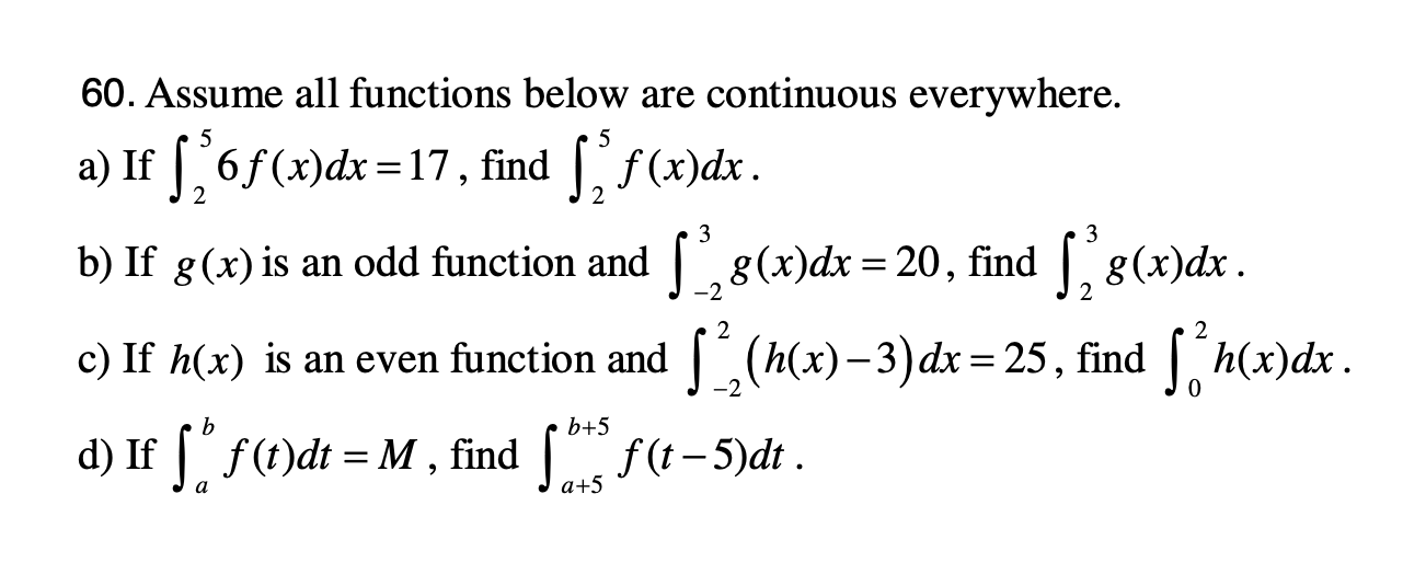 60. Assume all functions below are continuous | Chegg.com