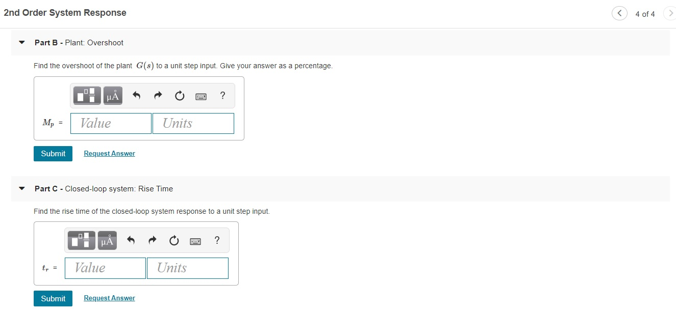 Solved 2nd Order System Response 4 of 4 > For the | Chegg.com