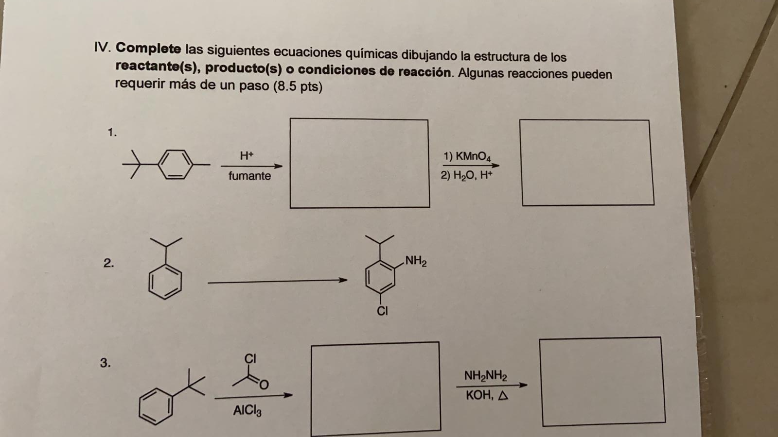 Solved IV. Complete the following chemical equations by | Chegg.com