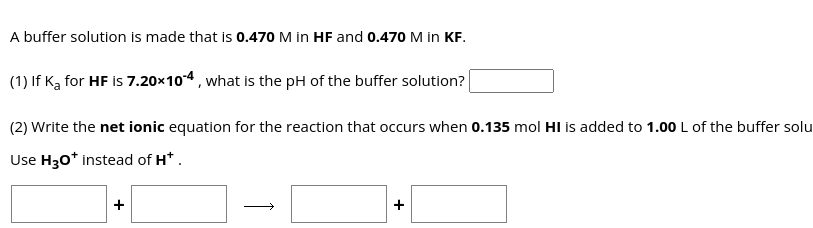 Solved A buffer solution is made that is 0.384M in HF and | Chegg.com
