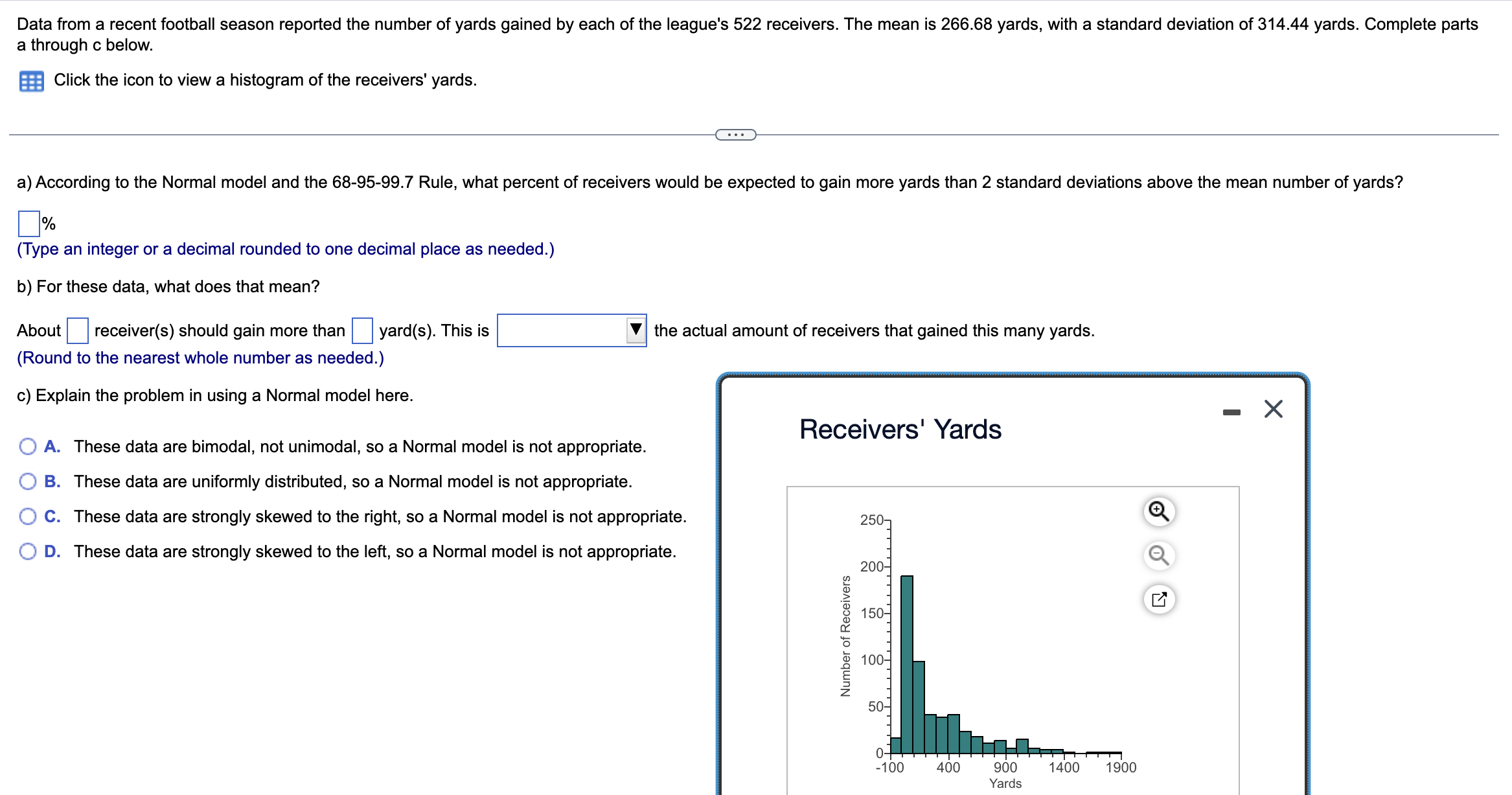 Solved a through c below.Click the icon to view a histogram | Chegg.com