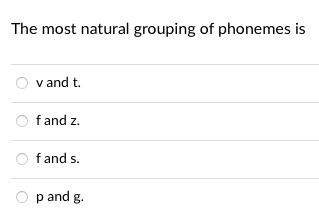 Solved The most natural grouping of phonemes is v and t. f | Chegg.com