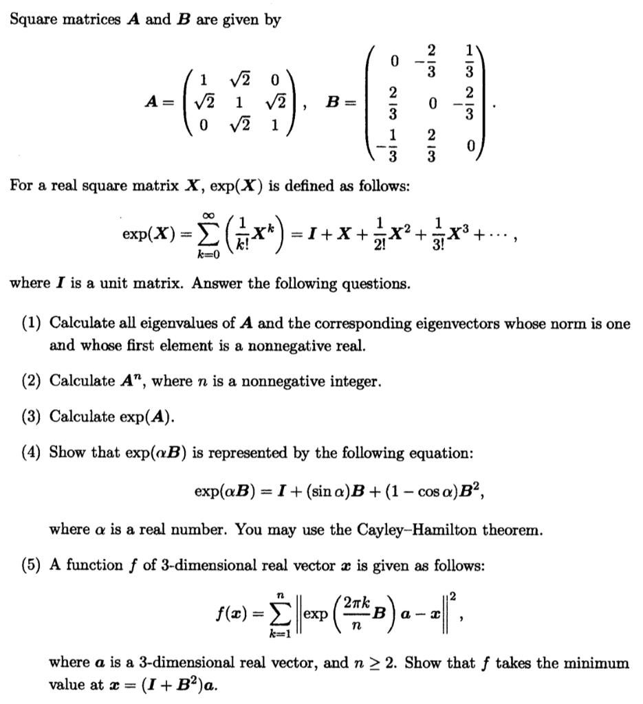 Solved Square matrices A and B are given by 1 0 2 3 2 2 1 v2 | Chegg.com