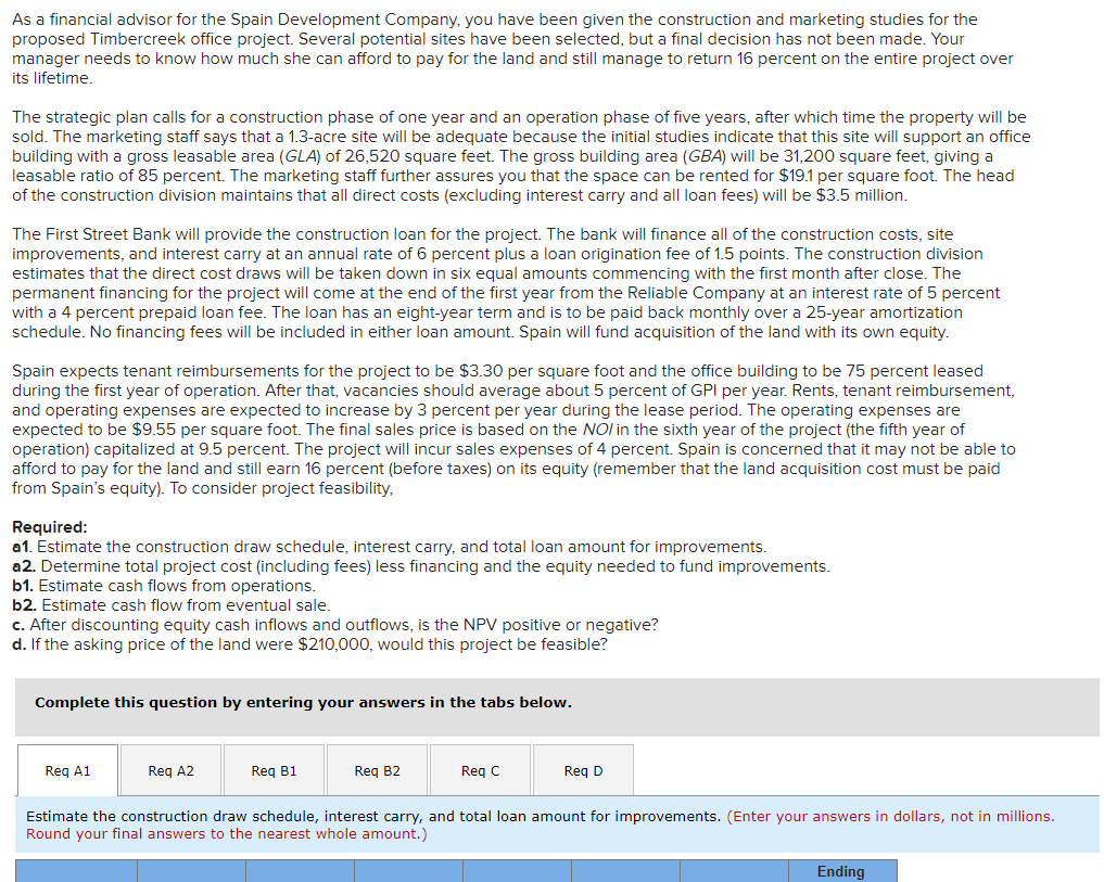 Solved As a financial advisor for the Spain Development | Chegg.com
