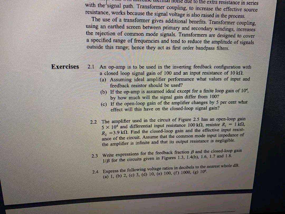 Solved with the signal path. Transformer coupling, to | Chegg.com