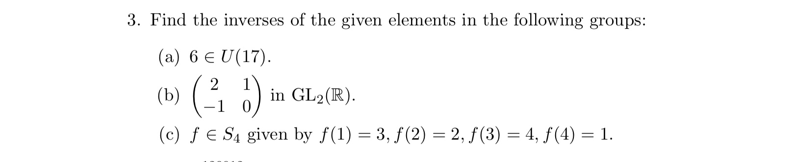 Solved Find the inverses of the given elements in the | Chegg.com