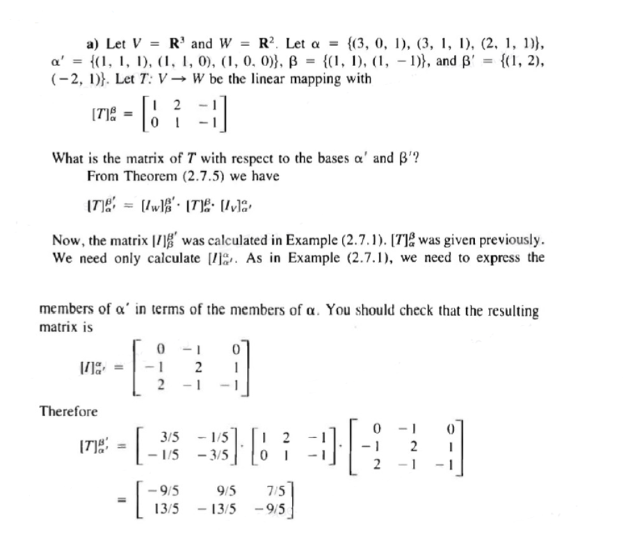 What is the matrix of T with respect to the bases A' | Chegg.com