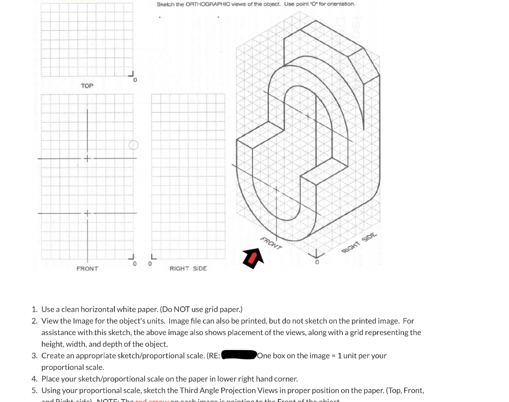 Solved Sketch the ORTHOGRAPHIC views of the object. Use | Chegg.com