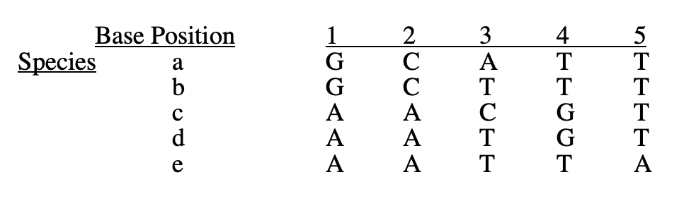 Solved Use the table below to draw a possible unrooted tree | Chegg.com
