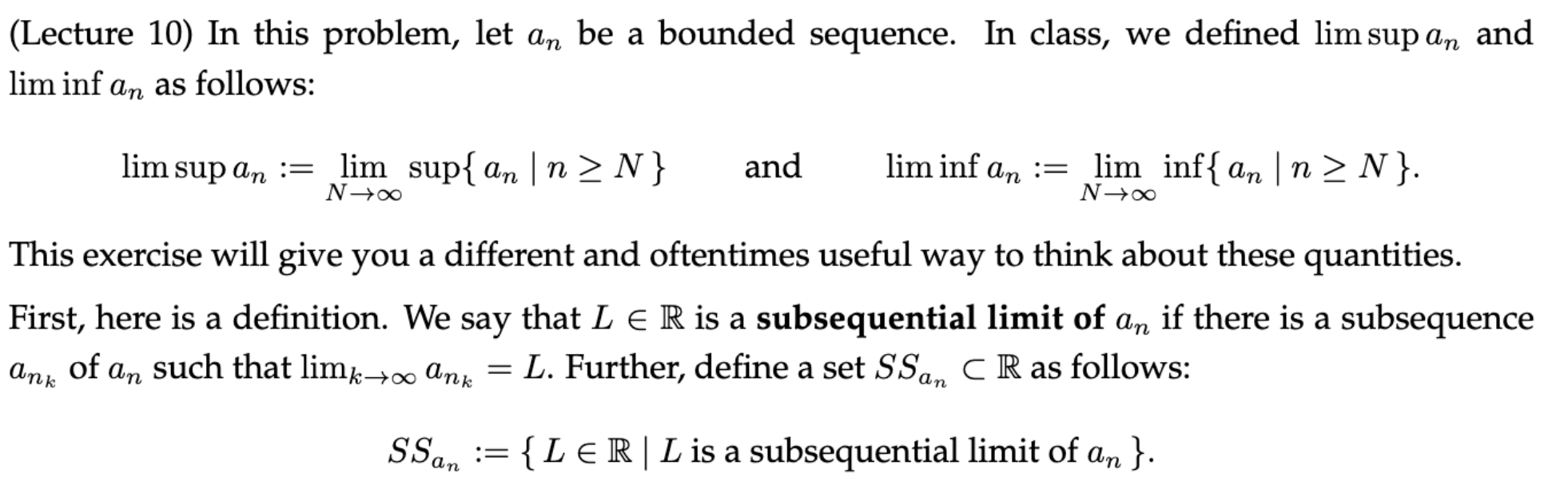 Solved (Lecture 10) In this problem, let an be a bounded | Chegg.com