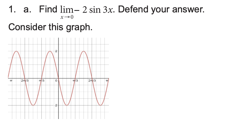 Solved a. ﻿Find limx→0-2sin3x. ﻿Defend your answer.Consider | Chegg.com