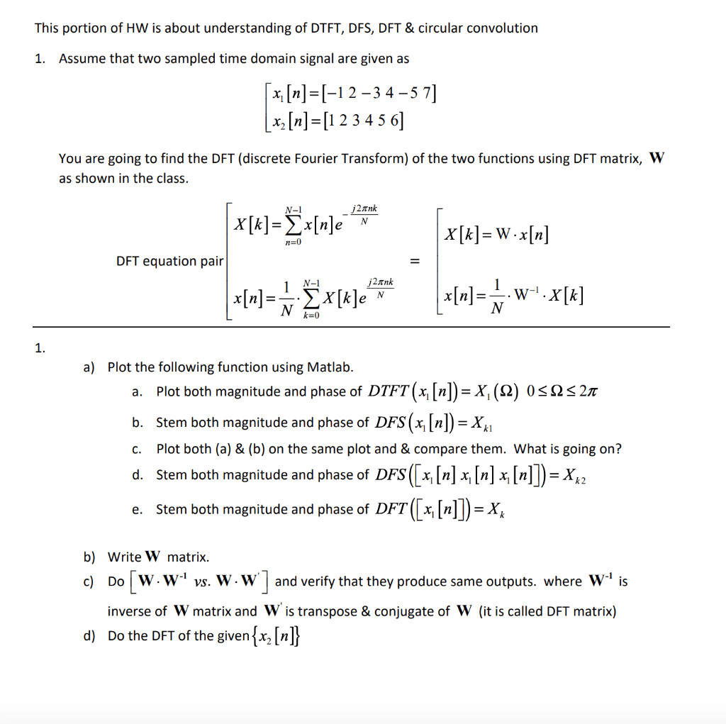 This portion of HW is about understanding of DTFT, | Chegg.com