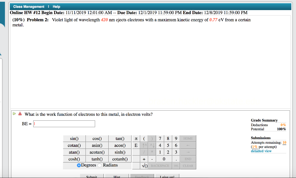 Solved Class Management | Help Online HW #12 Begin Date: | Chegg.com