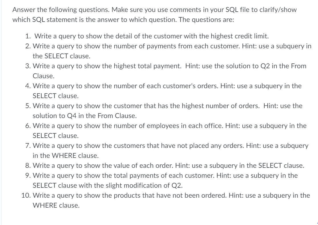 Solved orders orderNumber INT(11) orderDate DATE | Chegg.com