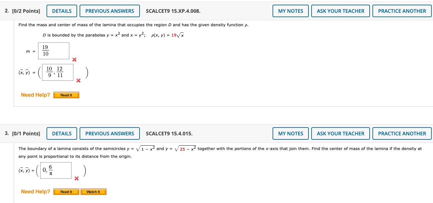Solved 2. [0/2 points) DETAILS PREVIOUS ANSWERS SCALCET9 | Chegg.com