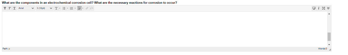 Solved What are the components in an electrochemical | Chegg.com