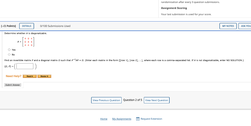 Solved randomization after every 3 question submissions. | Chegg.com