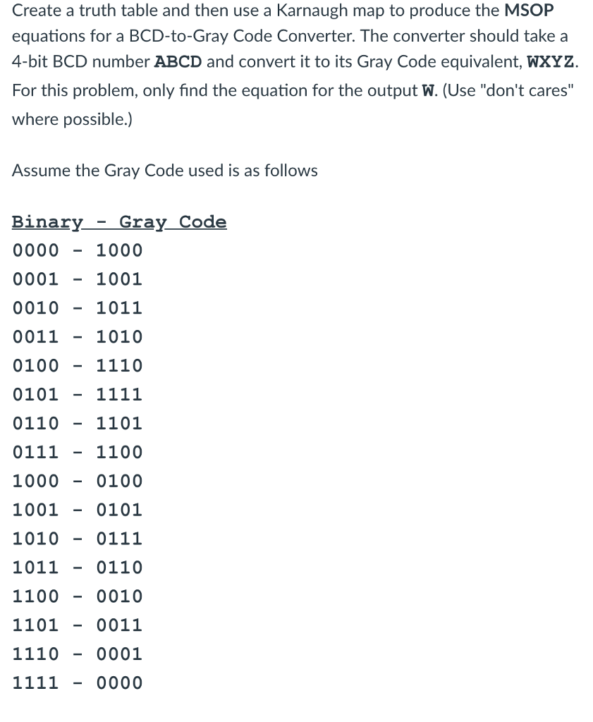 Solved Create a truth table and then use a Karnaugh map to | Chegg.com