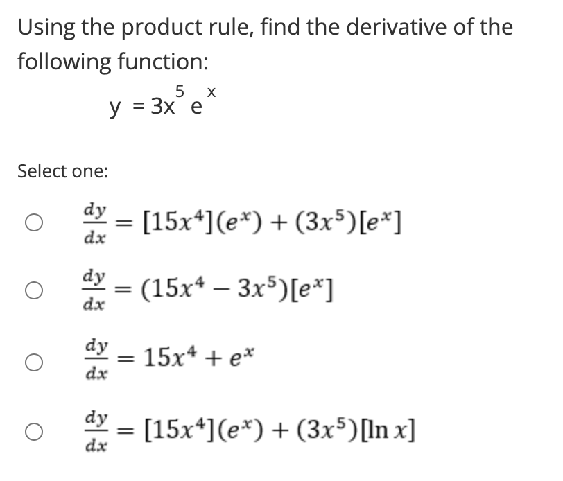 Solved Using the product rule, find the derivative of the | Chegg.com