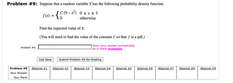 Solved Problem #9: Suppose that a random variable x ﻿has the | Chegg.com