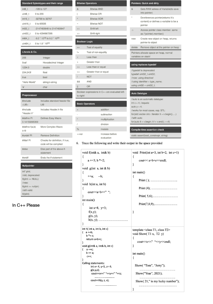 Solved Bitwise Operators & 1 Standard Sytemtypes and their | Chegg.com