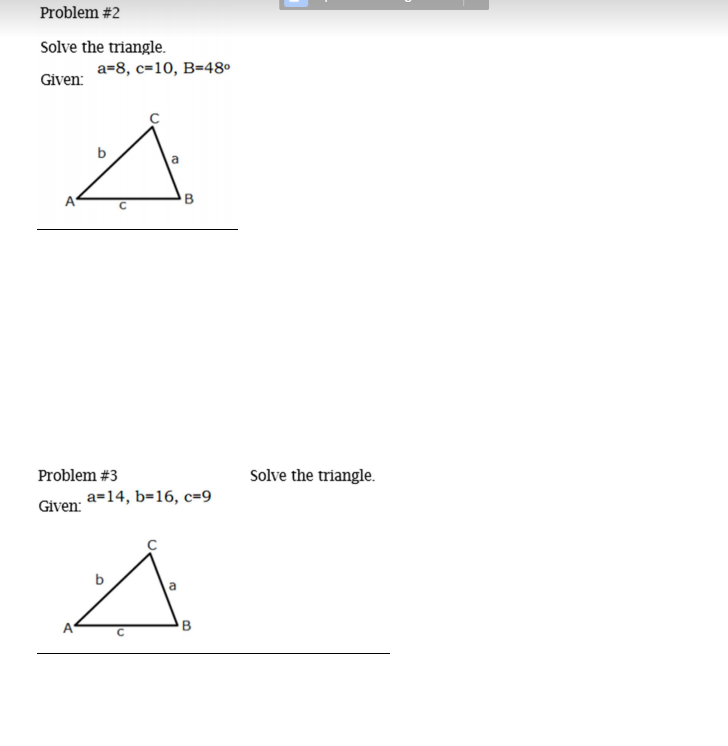 Solved Part A Use law of cosines to find missing angle | Chegg.com