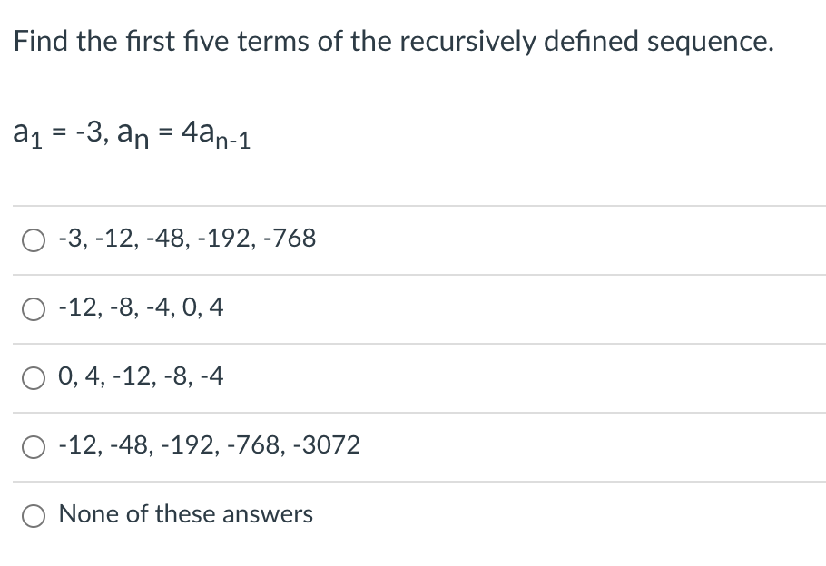 Solved Find the first five terms of the recursively defined | Chegg.com