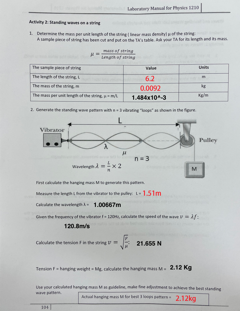 Solved Laboratory Manual for Physics 1210 Activity 2: | Chegg.com