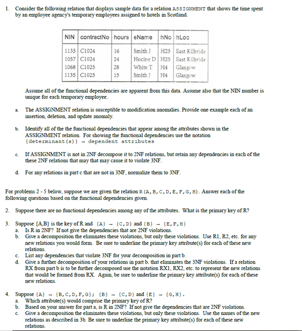 Solved 1. Consider the following relation that displays | Chegg.com