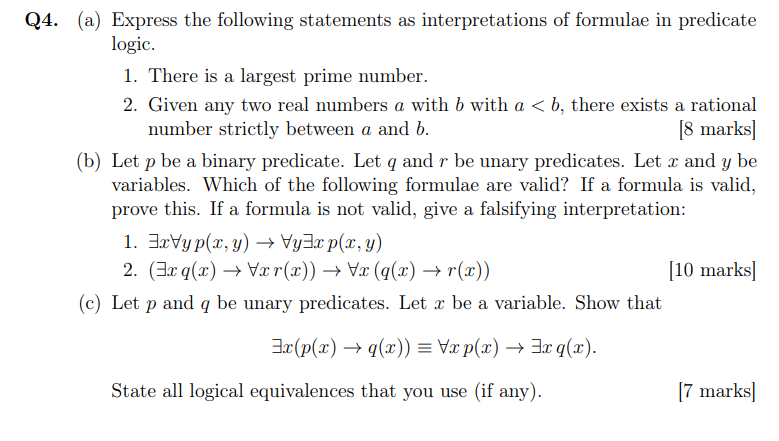 Solved Q4. (a) ﻿Express the following statements as | Chegg.com