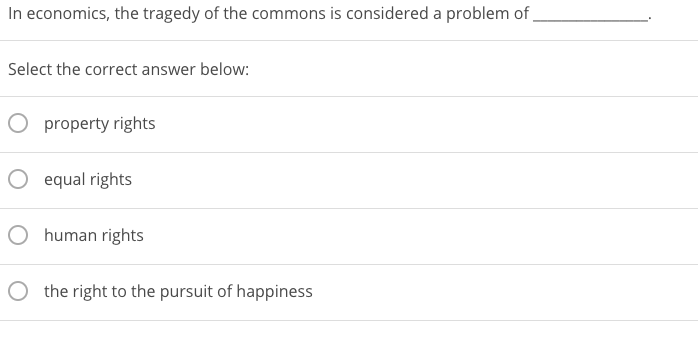 Solved In economics, the tragedy of the commons is | Chegg.com