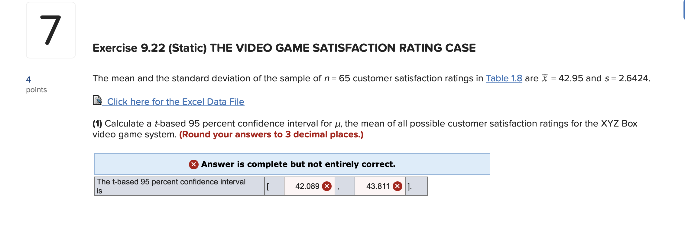 Solved Exercise 9.22 (Static) THE VIDEO GAME SATISFACTION | Chegg.com