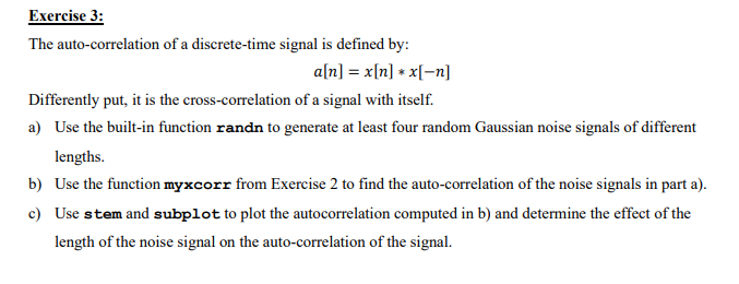 Solved Exercise 3: The auto-correlation of a discrete-time | Chegg.com