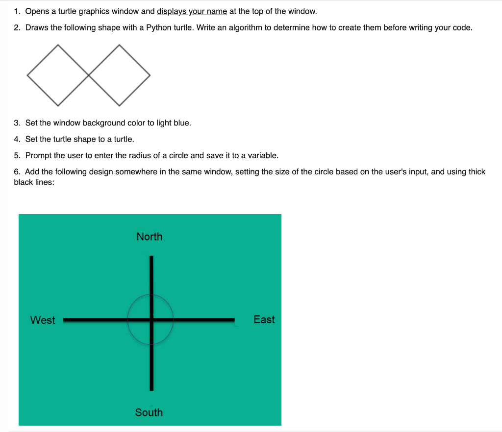 Solved 1. Opens a turtle graphics window and displays your | Chegg.com
