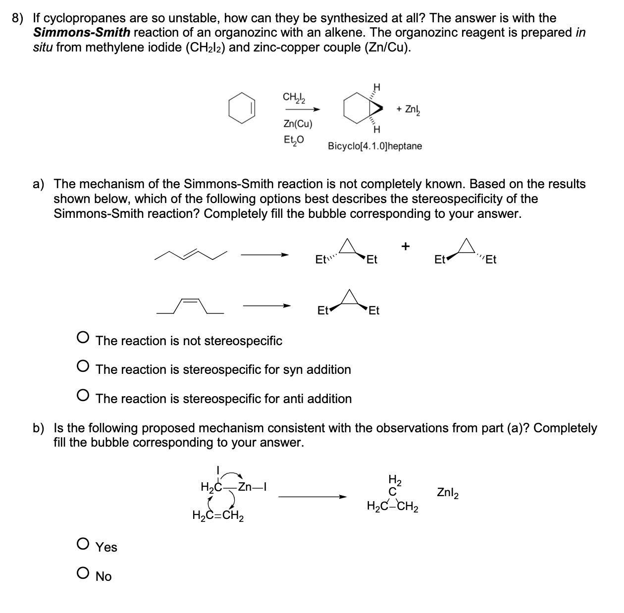 Solved If cyclopropanes are so unstable, how can they be | Chegg.com
