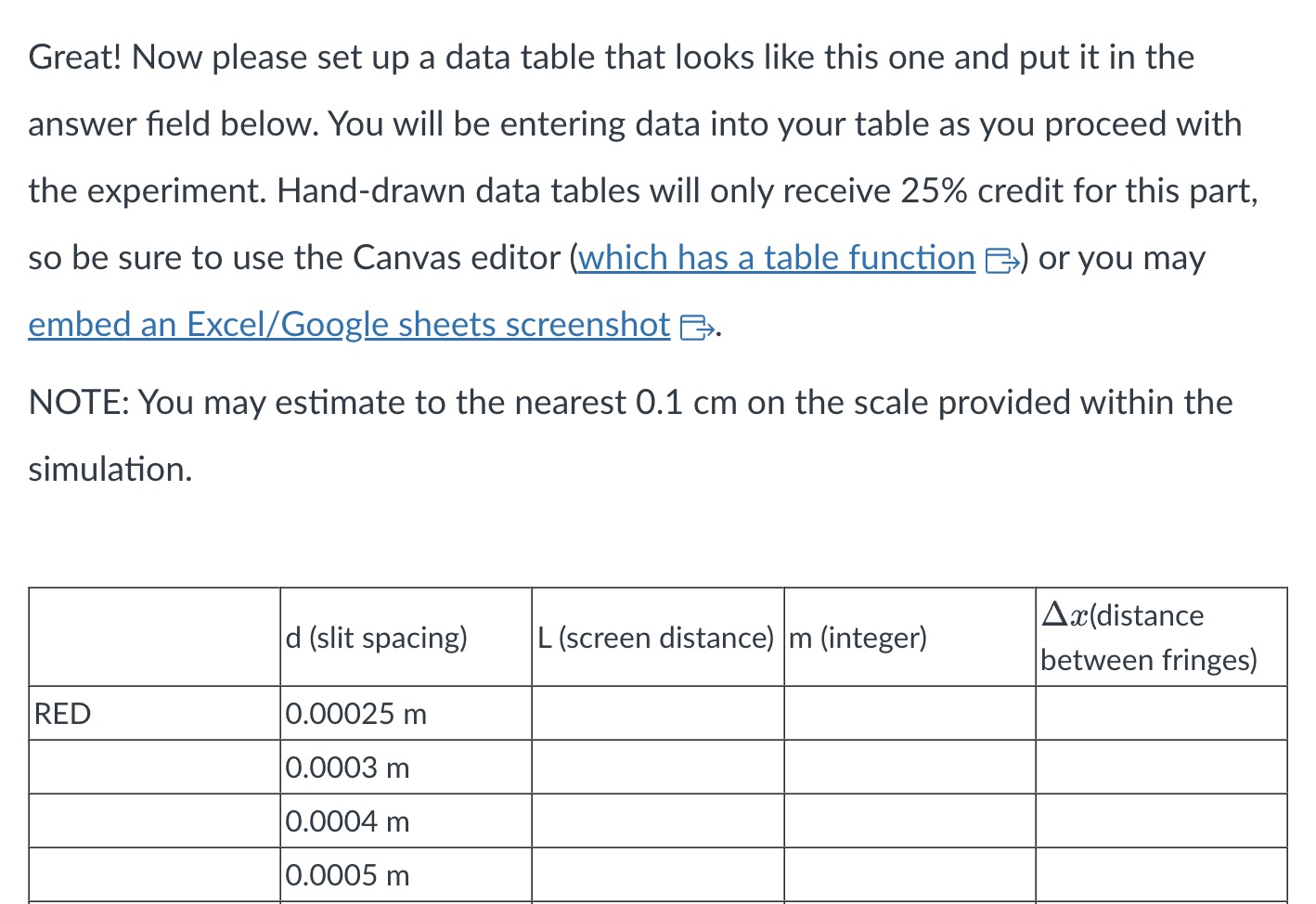 Solved Great Now Please Set Up A Data Table That Looks Like