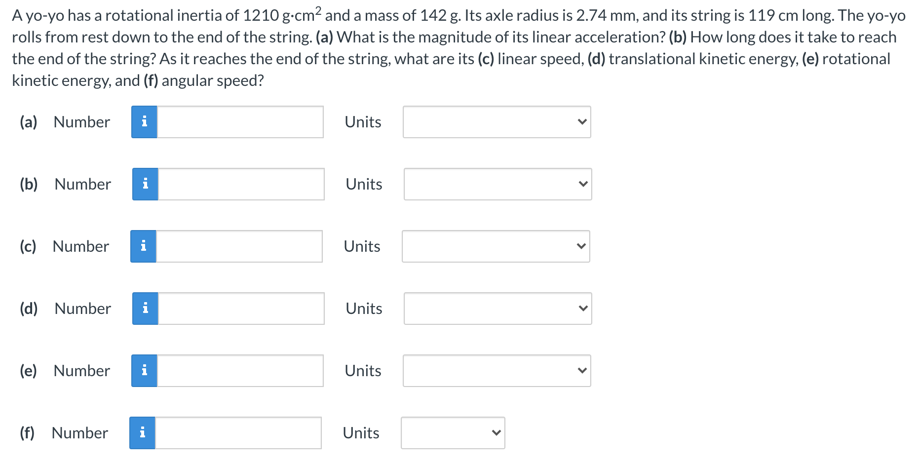 Solved A yo-yo has a rotational inertia of 1210 g.cm2 and a | Chegg.com