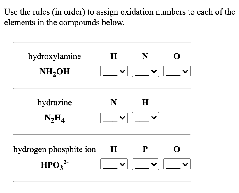Solved Use the rules (in order) to assign oxidation numbers | Chegg.com
