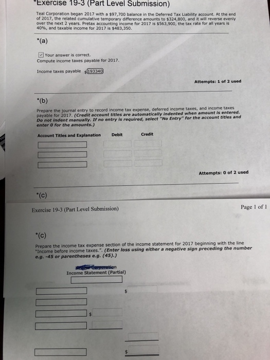 Solved Exercise 19-3 (Part Level Submission) Teal | Chegg.com