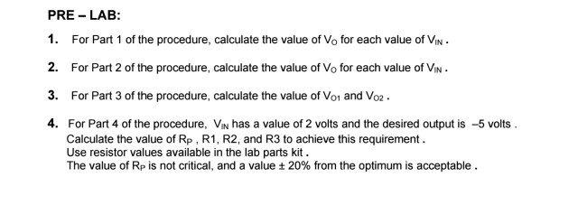 Solved PRE -LAB: 1. For Part 1 of the procedure, calculate | Chegg.com