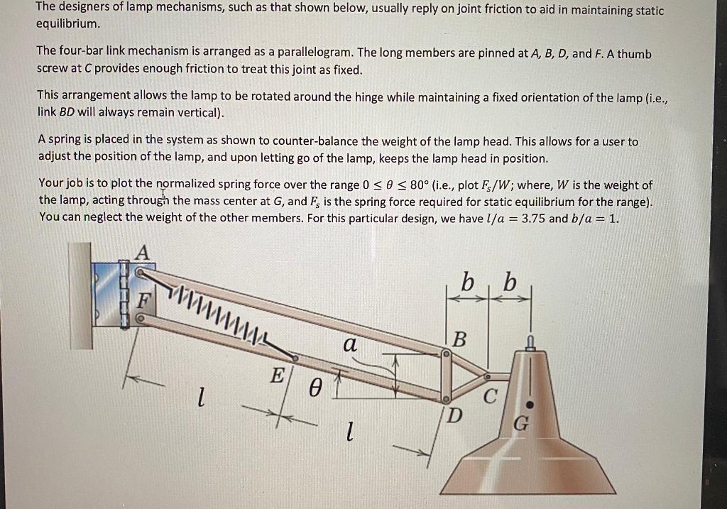 Solved The designers of lamp mechanisms, such as that shown | Chegg.com