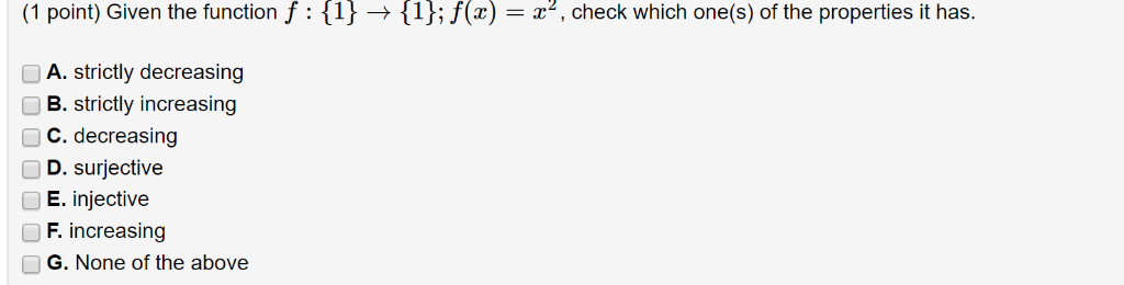 Solved (1 point) Given the function f: [-1,0] --- R; f(x) = | Chegg.com