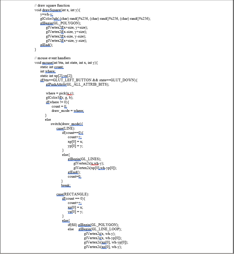 Following is an OpenGL program named paint.cpp. Using | Chegg.com